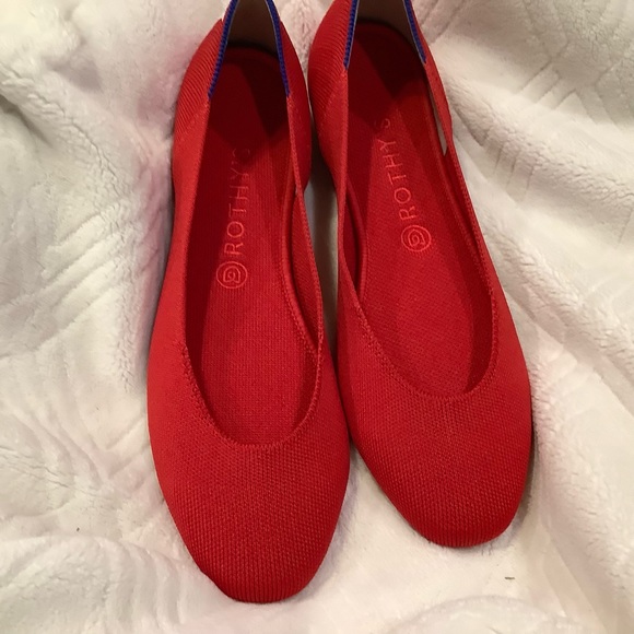 Rothy's | Shoes | Rothys The Square Toe Ballet Flats Bright Red Textile ...